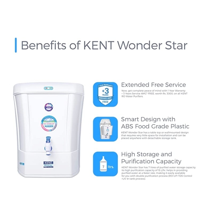 KENT Wonder Star 7 litres Wall-Mountable RO+UF+UV+TDS Water Purifier ...